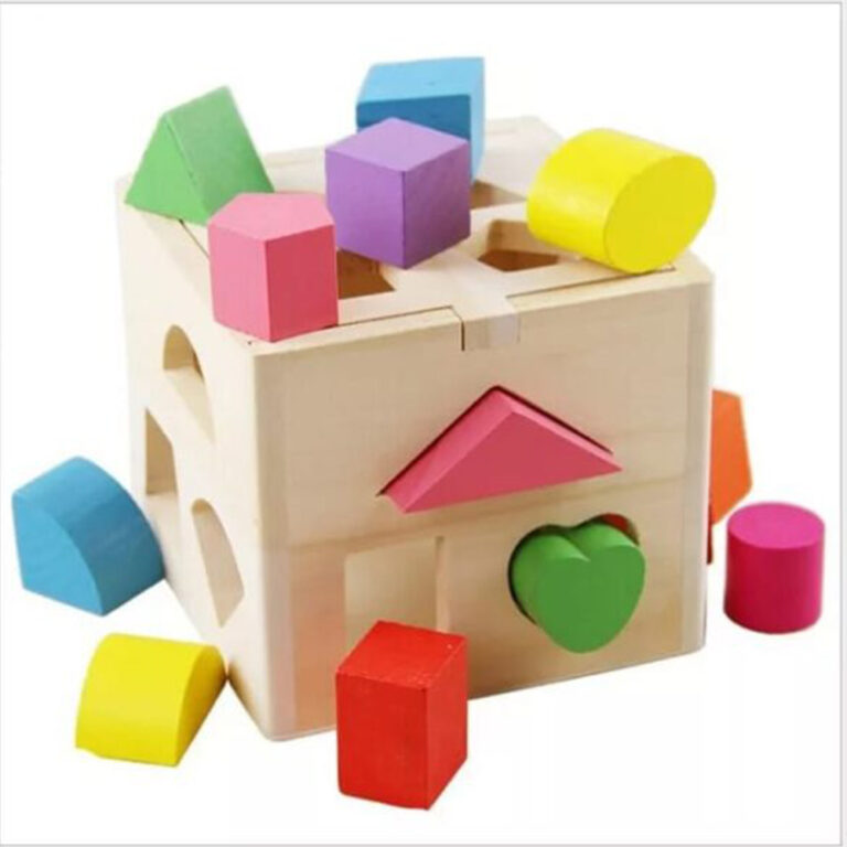 Wooden Shape Sorter Box with Fifteen Holes for Kids - The Toys India