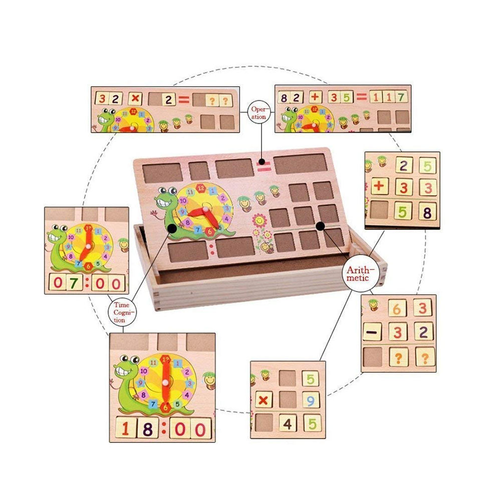 Wooden Multi Functional Digital Computing Learning Box - The Toys India