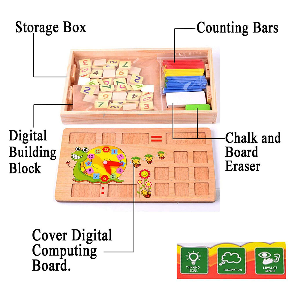 Wooden Multi Functional Digital Computing Learning Box - The Toys India