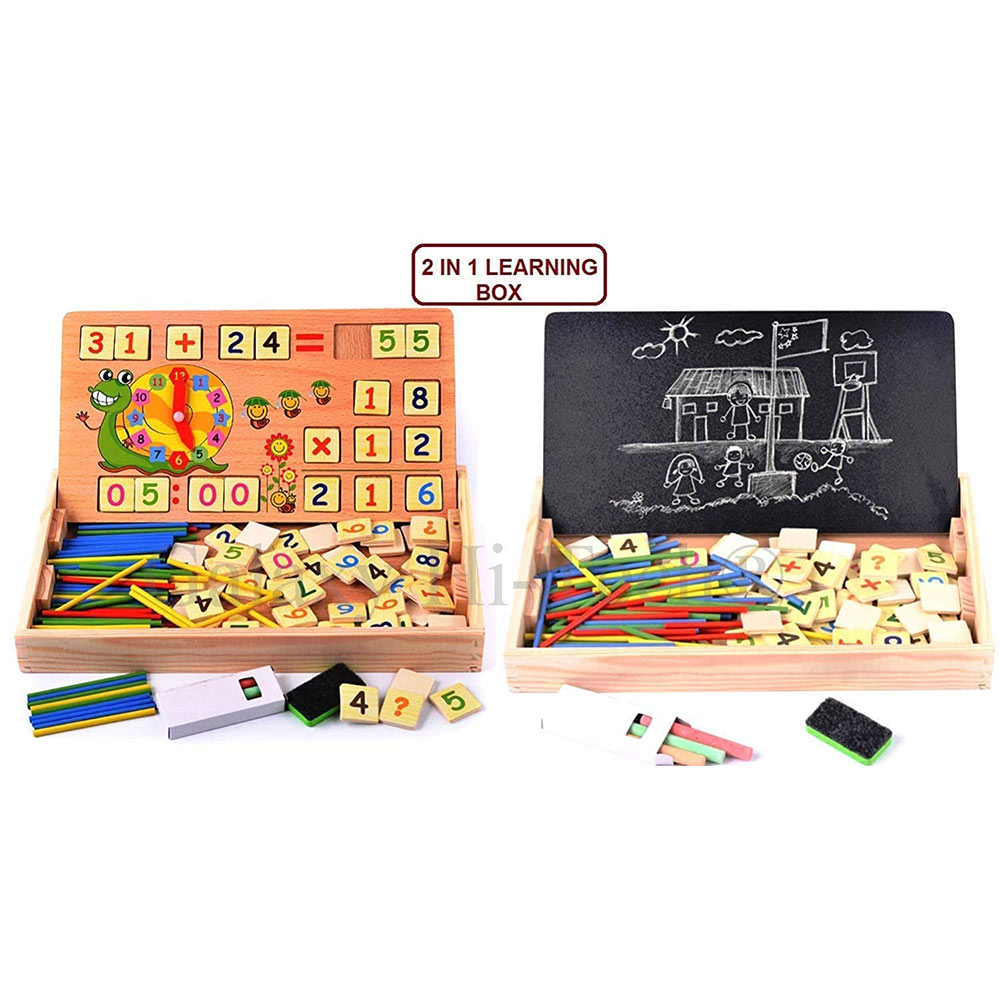 Wooden Multi Functional Digital Computing Learning Box - The Toys India